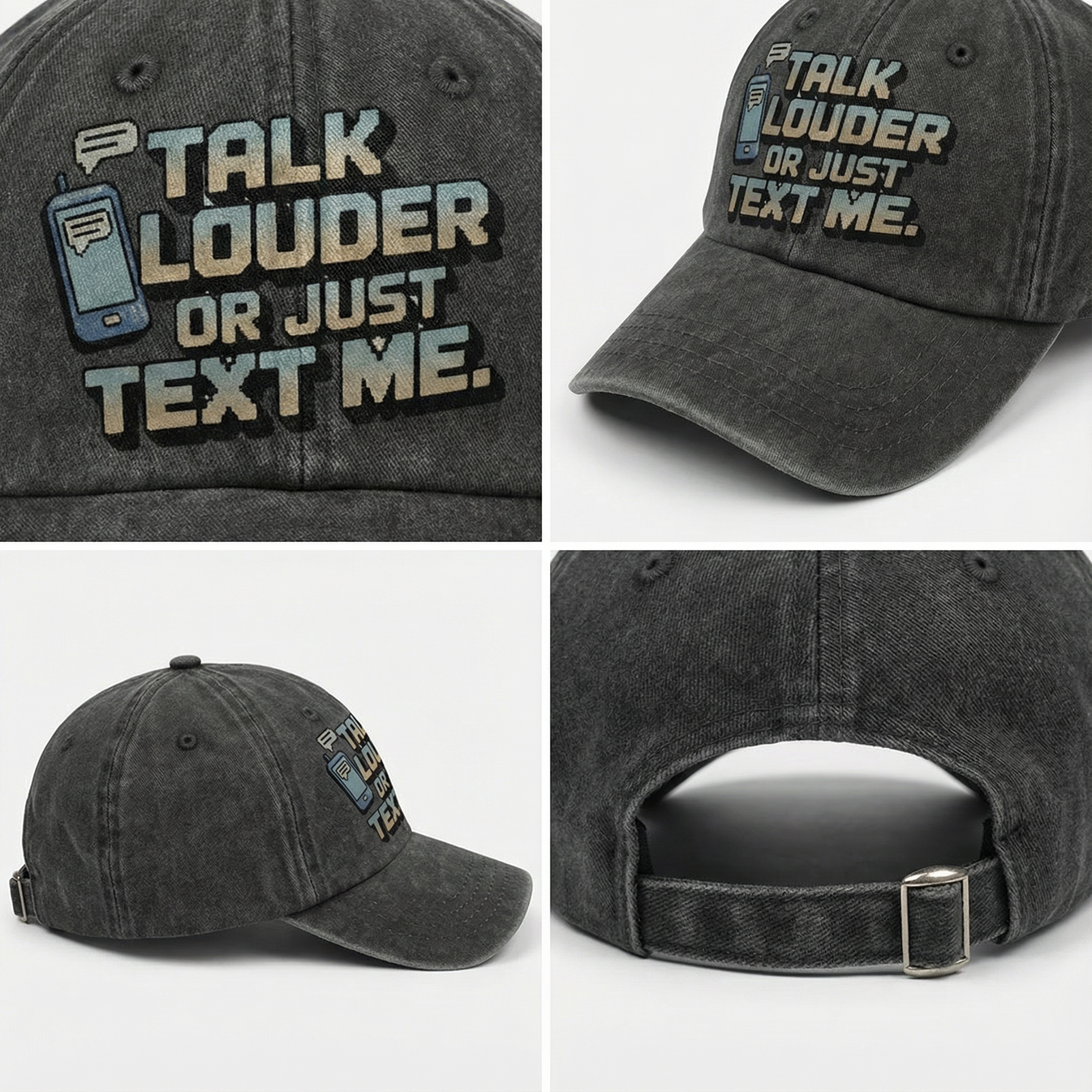 Talk Louder Or Just Text Me Cap – Funny Classic Cap for Seniors – Oldmanism